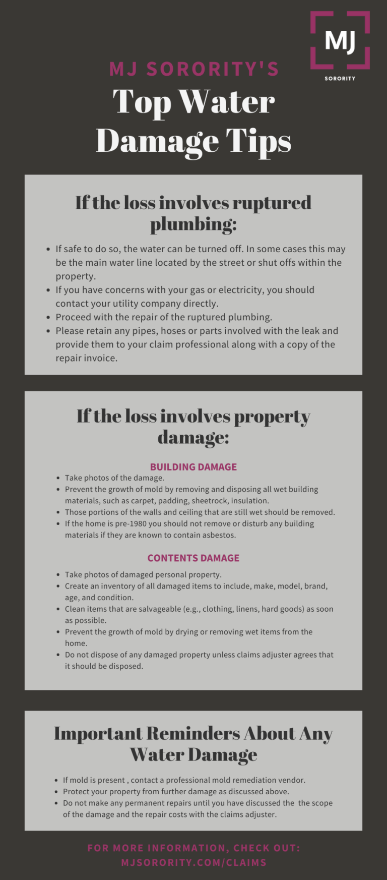 Top Water Damage Tips (Infographic) - MJ Sorority