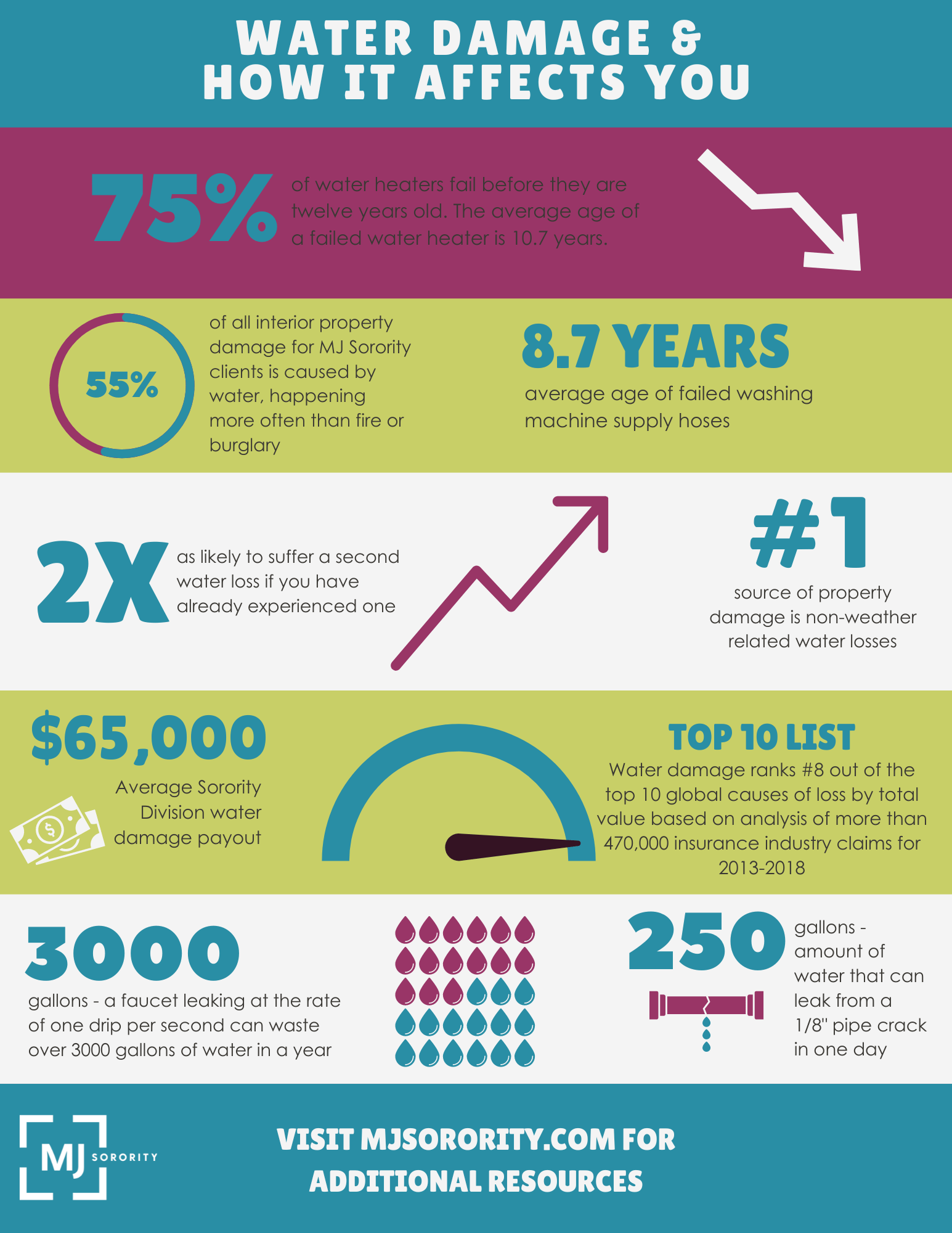 Water Damage Claims Infographic - MJ Sorority